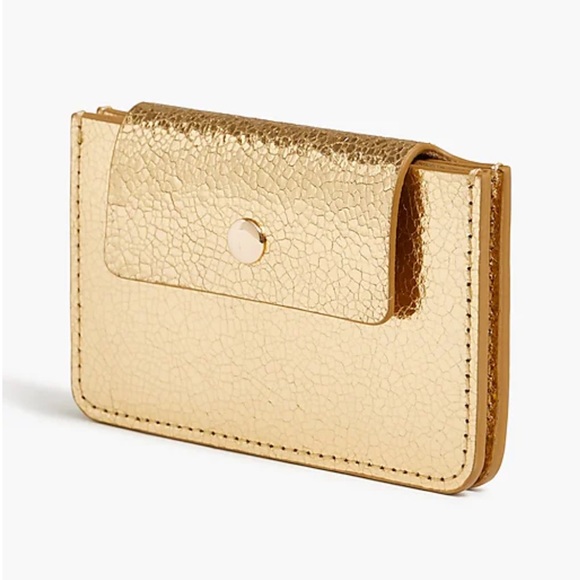J. Crew | Bags | Jcrew Metallic Leather Accordion Wallet Card Holder ...